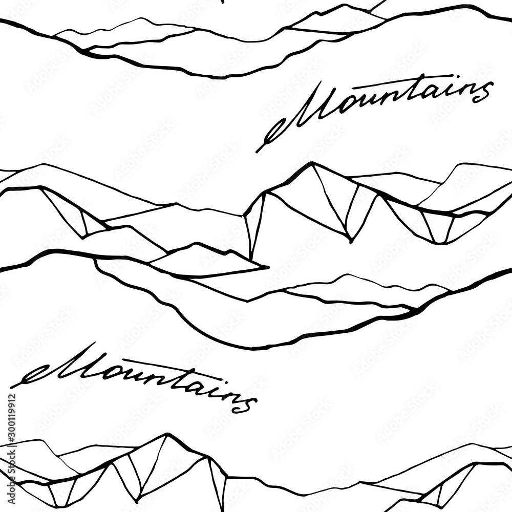 Mountain hand draw seamless pattern. Vector Digital paper Stock Vector ...
