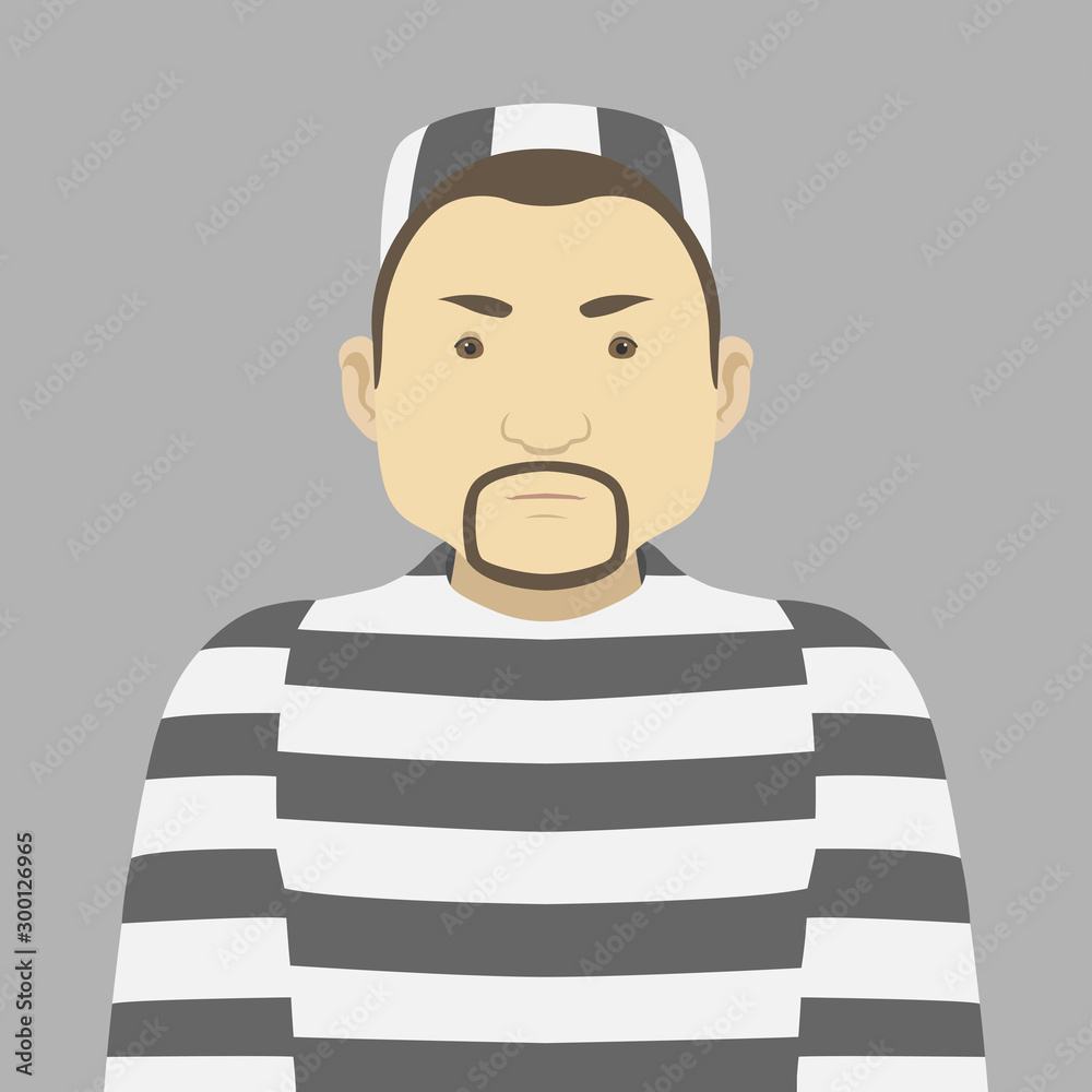 Convict in striped uniform. Vector illustration. Stock Vector | Adobe Stock