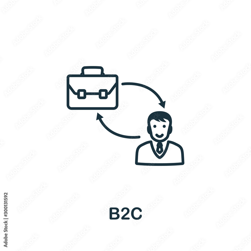 B2C icon outline style. Thin line creative B2C icon for logo, graphic ...