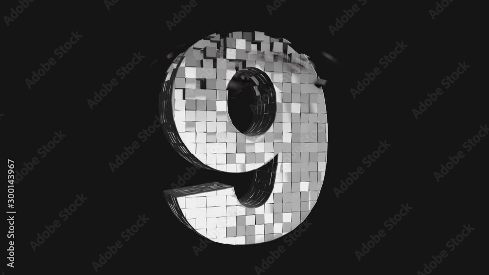 Number 9 - Build and destroy number nine from metallic cubes, 3D number ...