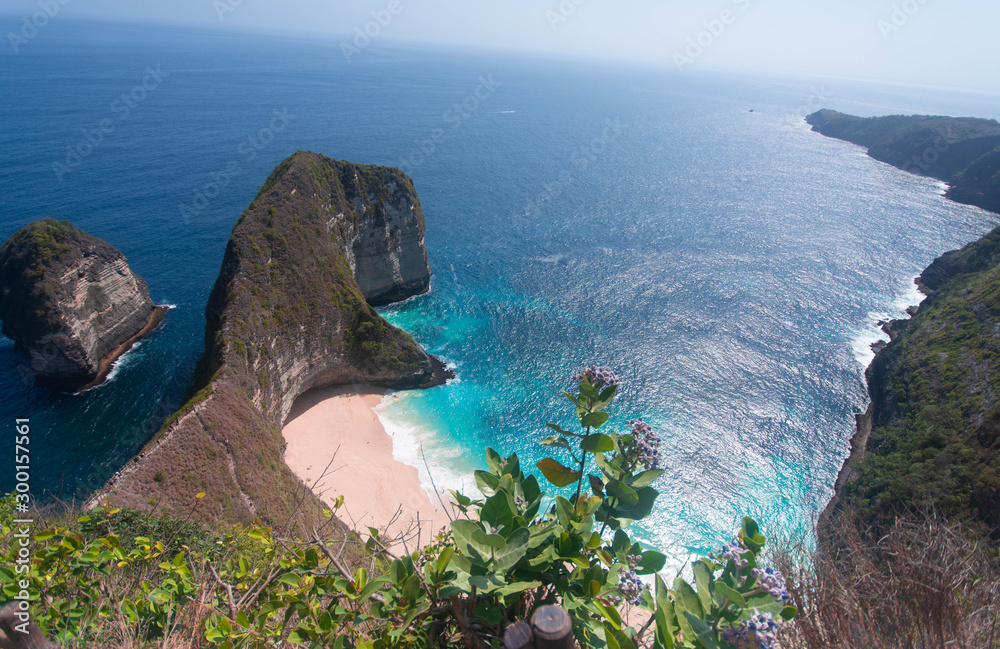 View of Keling King beach and cliff located at Nusa Penida island in ...