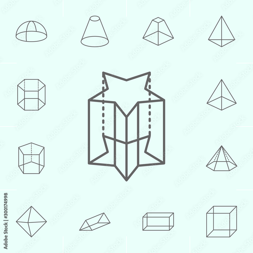 geometric figures, pentagrammic prism outline icon. Elements of ...