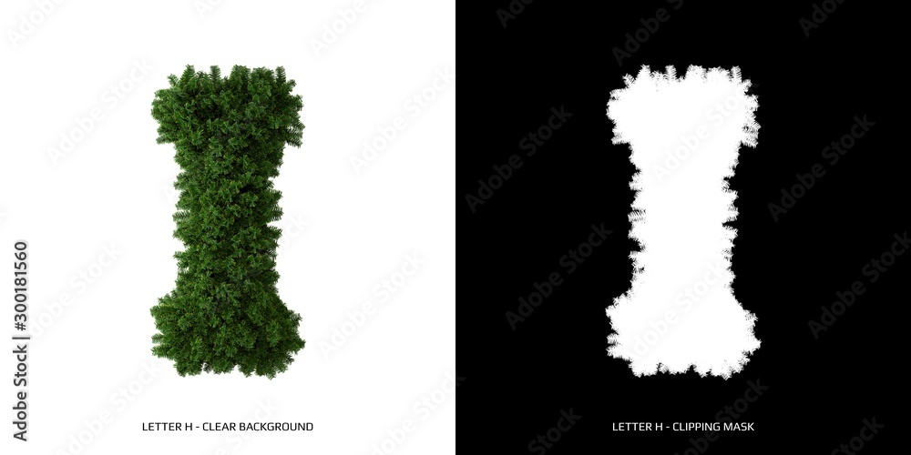 Letter I uppercase of leaves. Alphabet plants. Stock Illustration ...