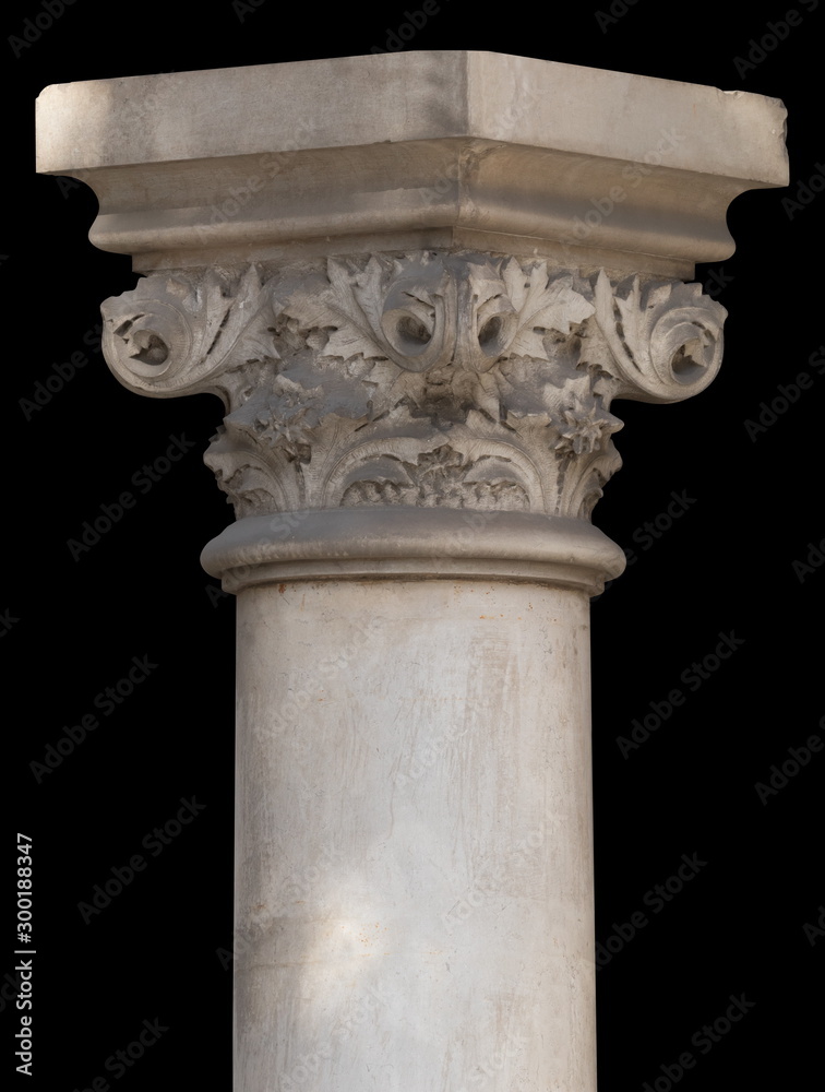 Elements of architectural decorations of buildings, columns and tops ...
