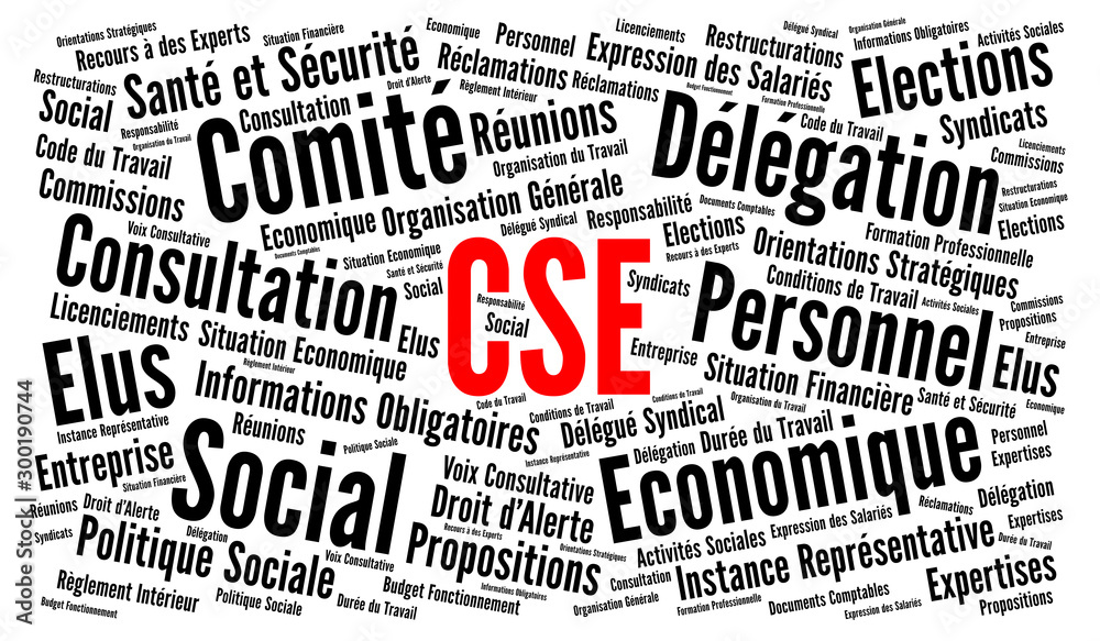 CSE, Comité social et économique nuage de mots Stock Illustration ...