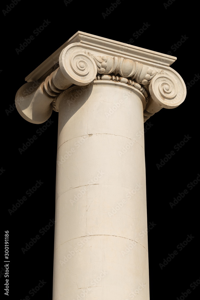 Elements of architectural decorations of buildings, columns and tops ...