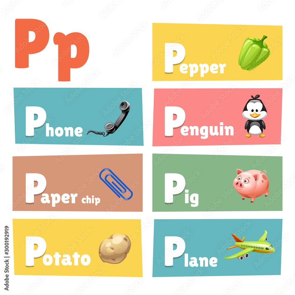 Letter P With Pictures And Words With P Stock Vector Adobe Stock Letter P With Pictures And Words With P Stock Vector Adobe Stock