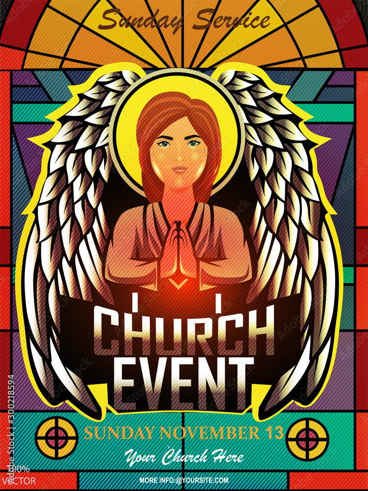 Christian invitation poster template. Religious flyer card for Church ...