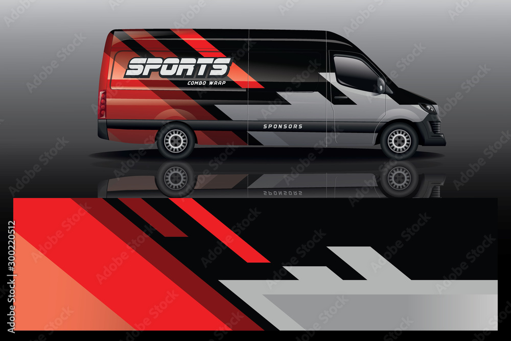 Vecteur Stock Van Car decal wrap design vector. Graphic abstract stripe ...