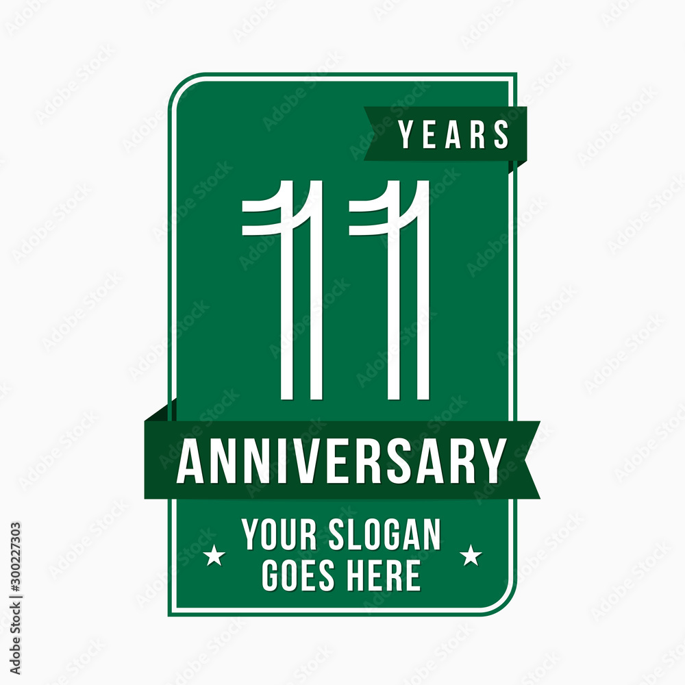 11 years anniversary design template. Eleven years celebration logo ...