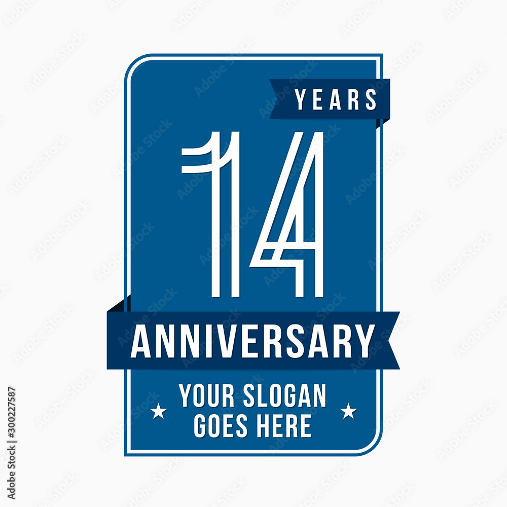 14 years anniversary design template. Fourteen years celebration logo ...