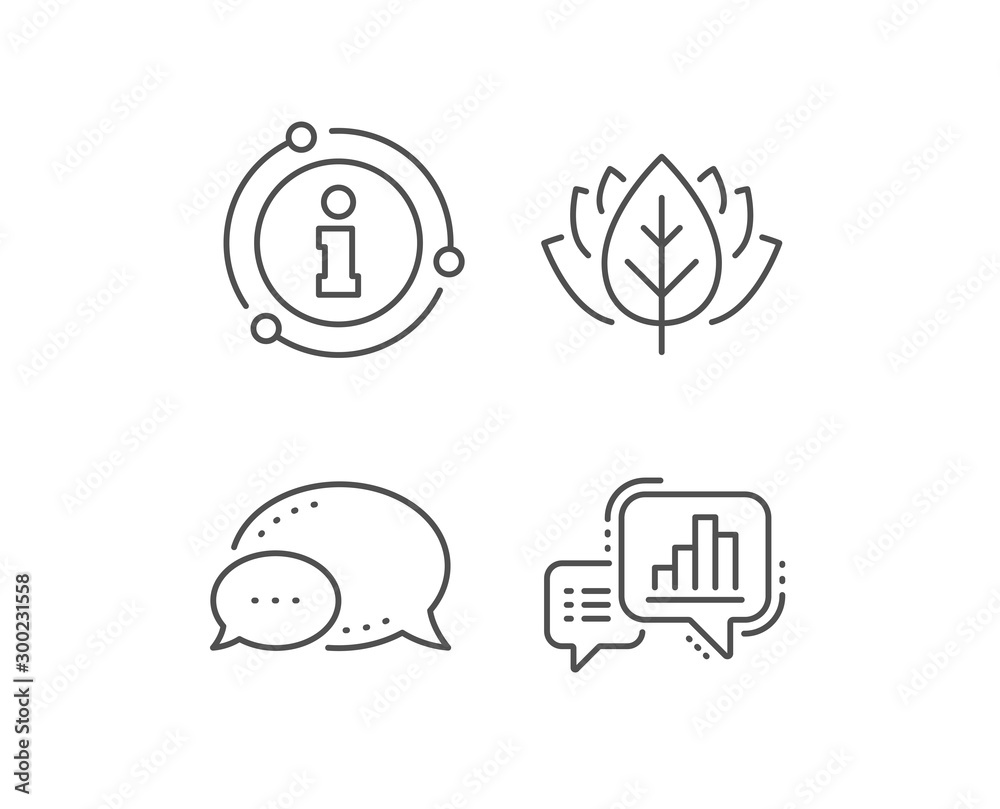 Graph line icon. Chat bubble, info sign elements. Column chart sign ... Graph line icon. Chat bubble, info sign elements. Column chart sign ...