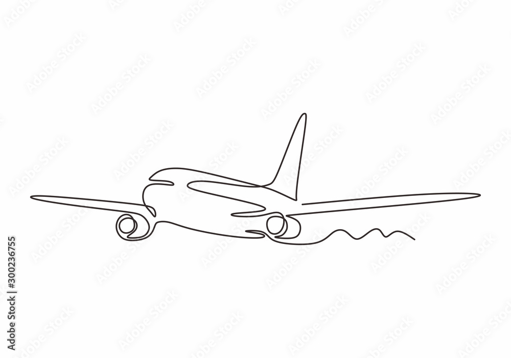 Airplane one line drawing minimalism design vector illustration ...