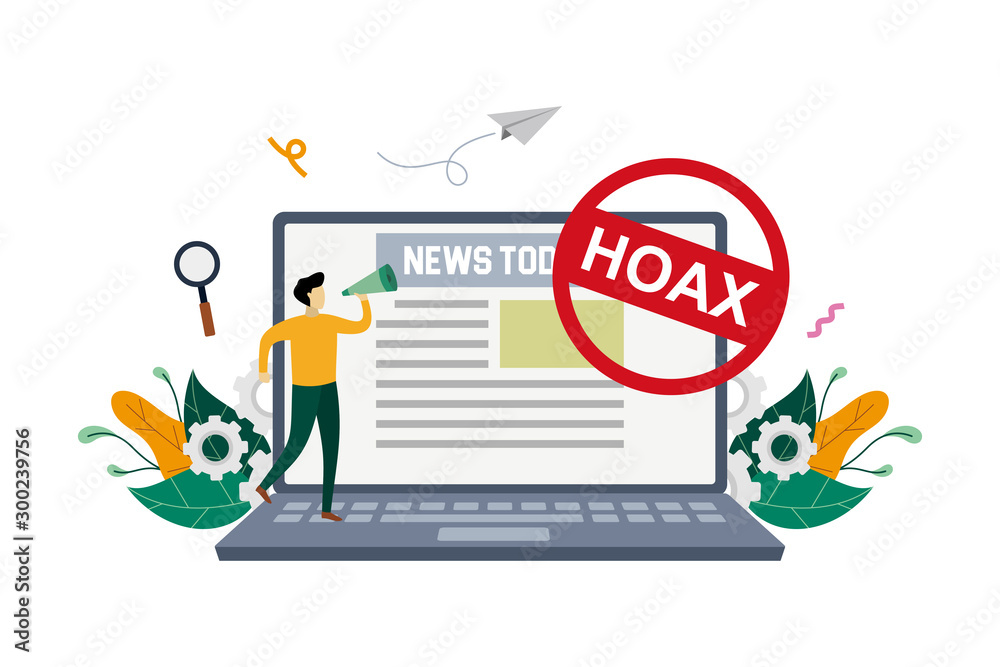 Hoax, fake news, disinformation spread via online media, news websites ...