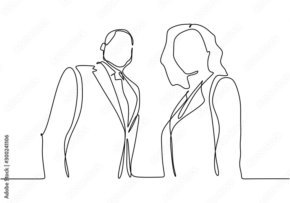 Continuous one line drawing of portrait of businessman and ...