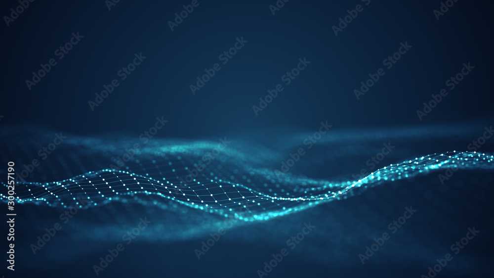 Technology digital wave background concept.Beautiful motion waving dots ...