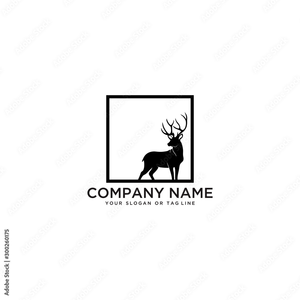deer logo design vector template white background Stock Vector | Adobe ...