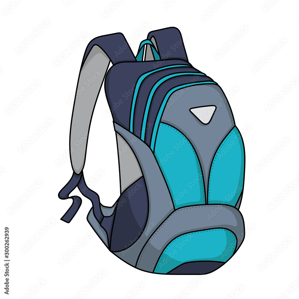 Illustrated backpack design with a doodle style isolated white ...