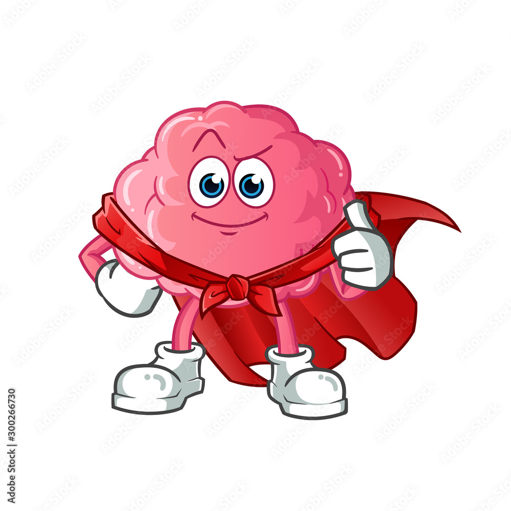 brain super hero mascot vector cartoon illustration Stock Vector ...