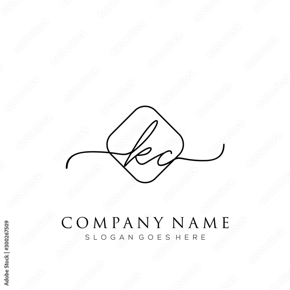 KC initial logo signature vector Handwriting concept logo template ...