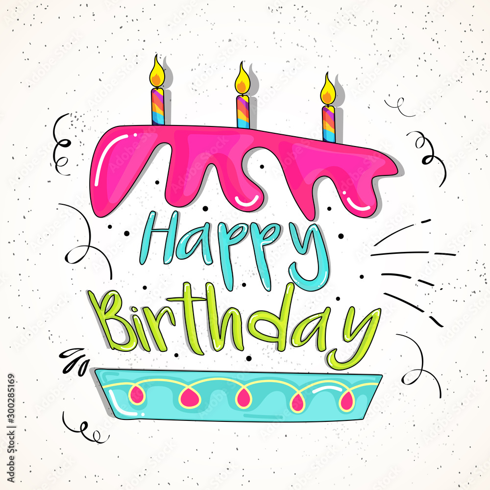 Happy Birthday text in cake shape. Stock Vector | Adobe Stock