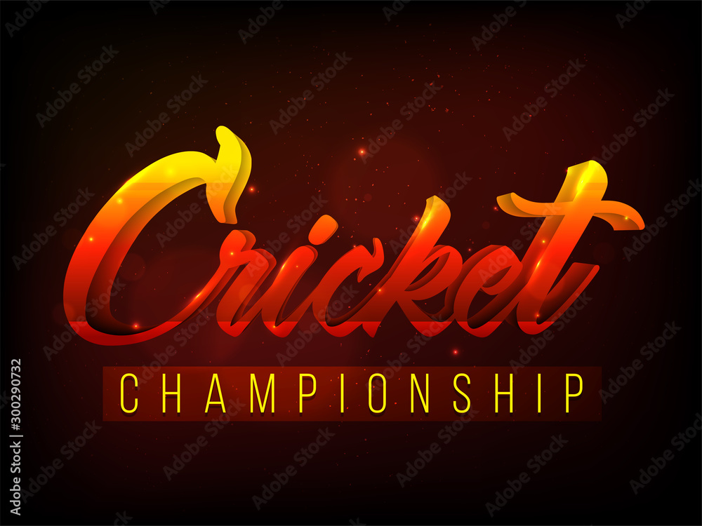Glowing 3D Text Design of Cricket Championship. Stock Vector | Adobe Stock