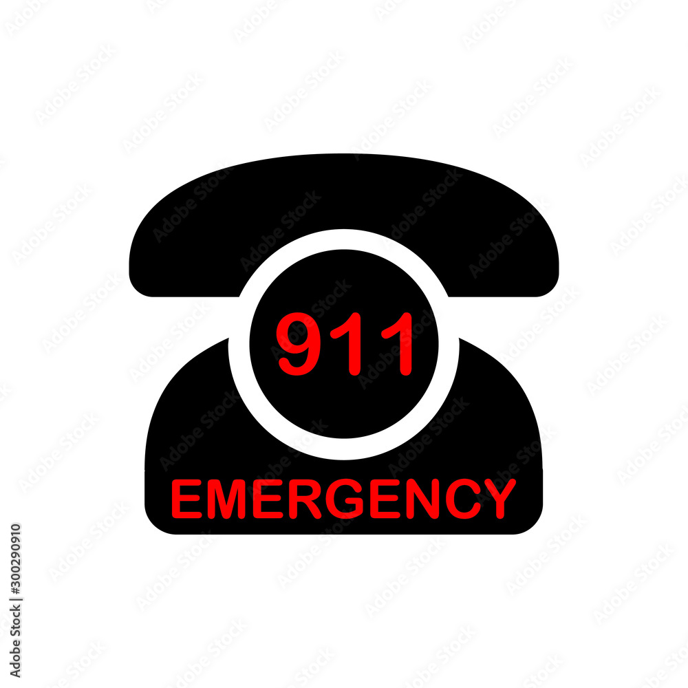 Emergency call icon with 911. Vector illustration for hospital call ...