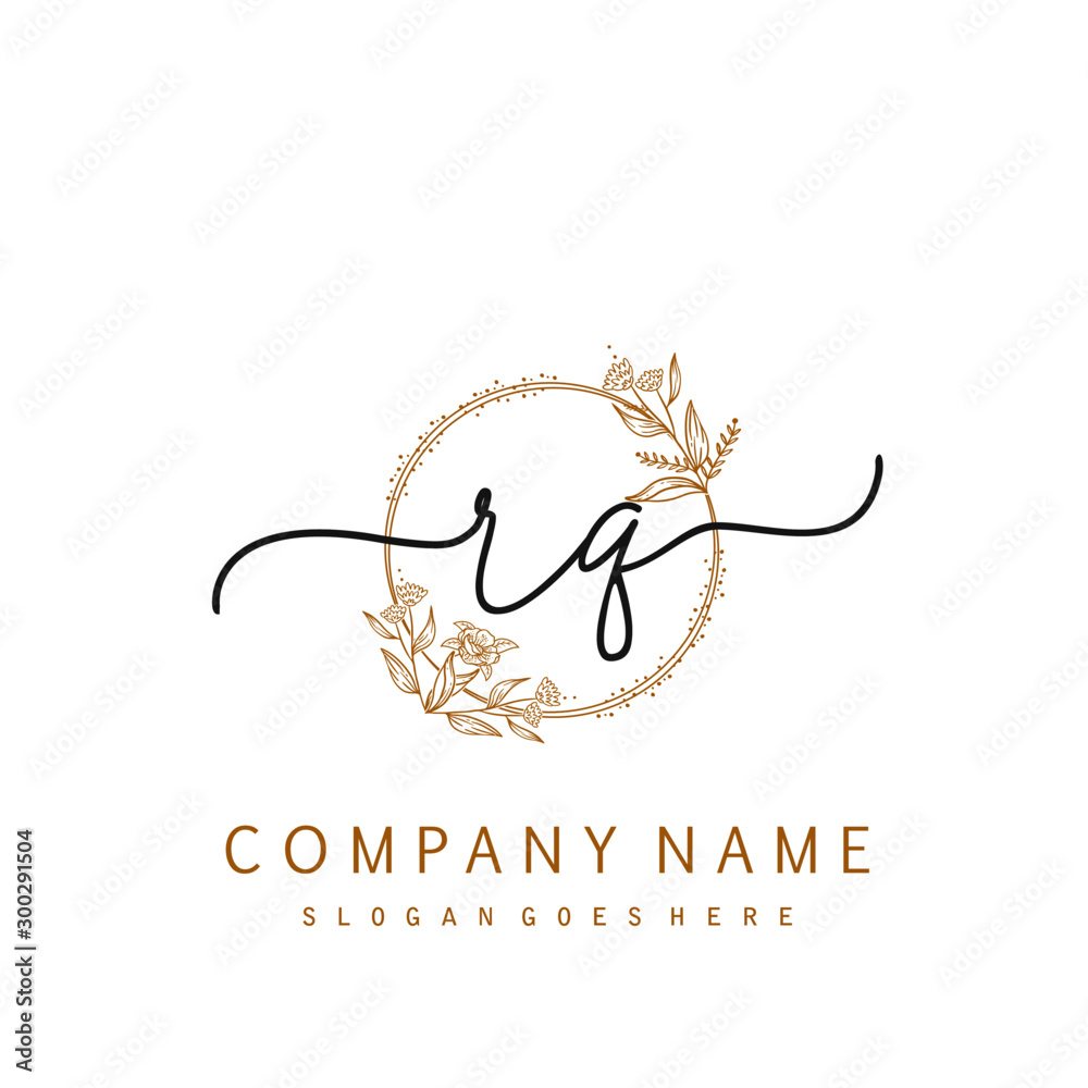 Initial RQ beauty monogram and elegant logo design, handwriting logo of ...
