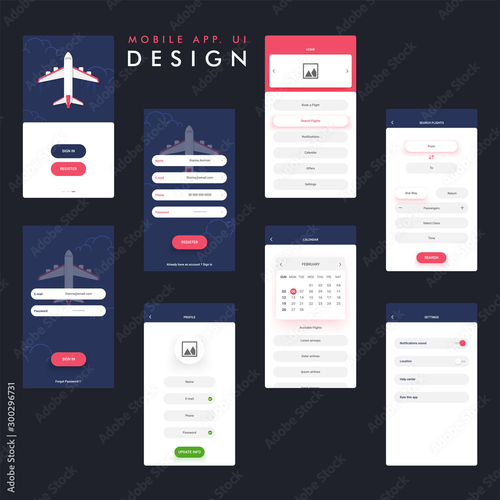 Travel Mobile App UI design. Stock Vector | Adobe Stock