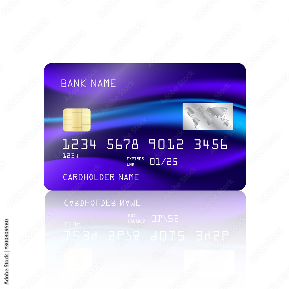 Credit card vector with abstract colorful mesh design background. Blue ...