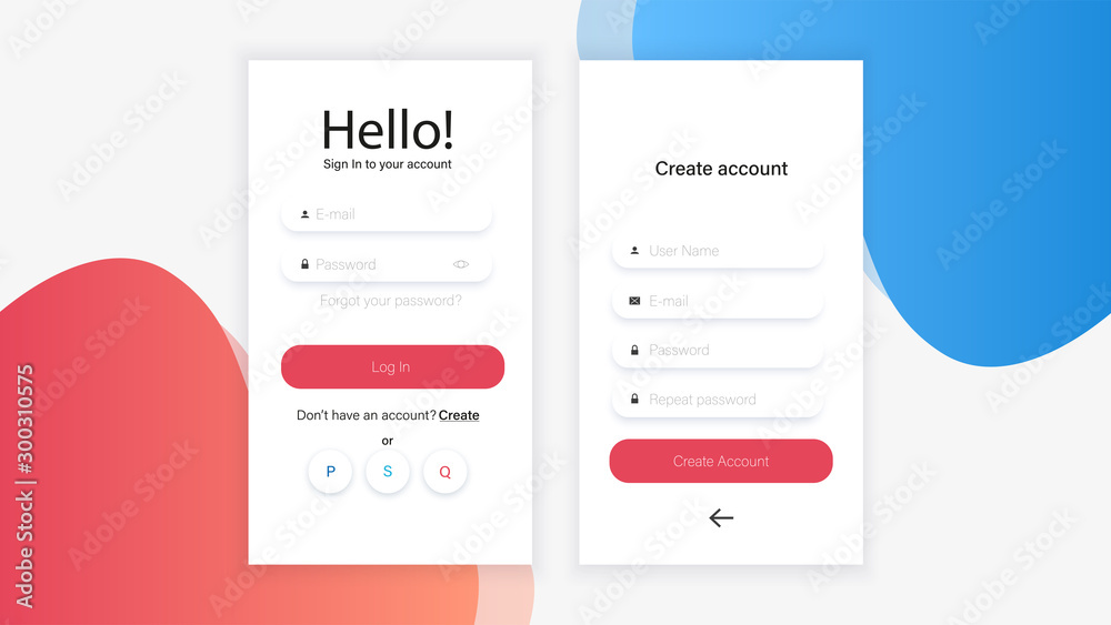 Vetor de Mobile login screen for website and apps do Stock | Adobe Stock