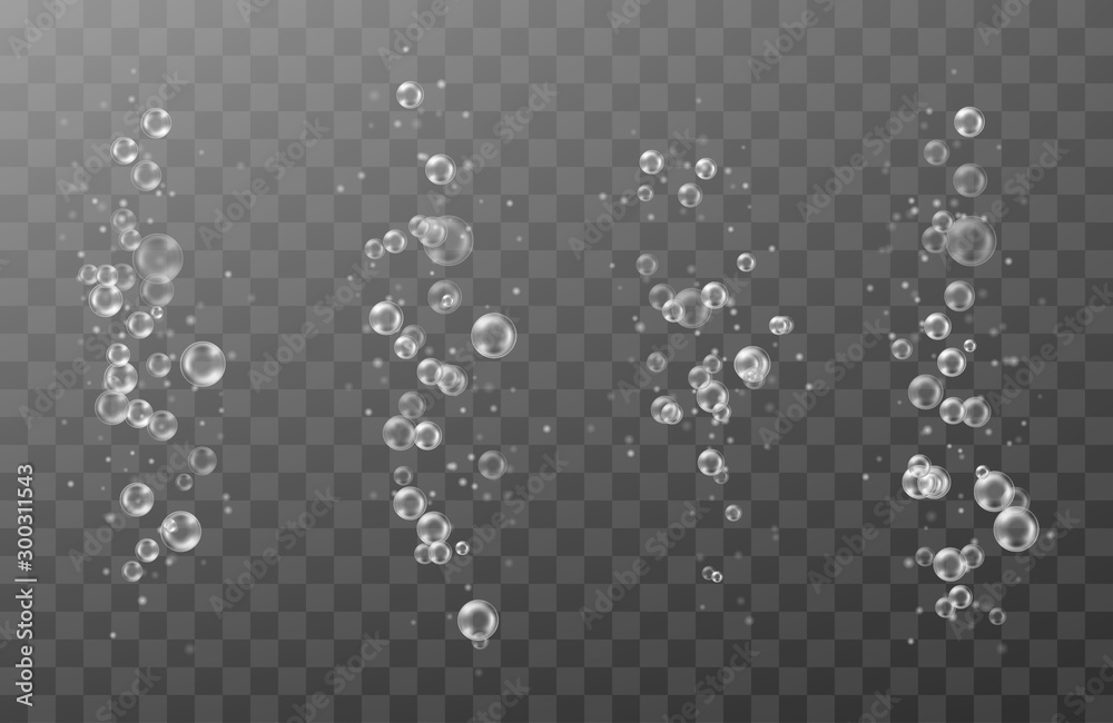 Bubbles underwater set isolated on transparent background. Vector ...