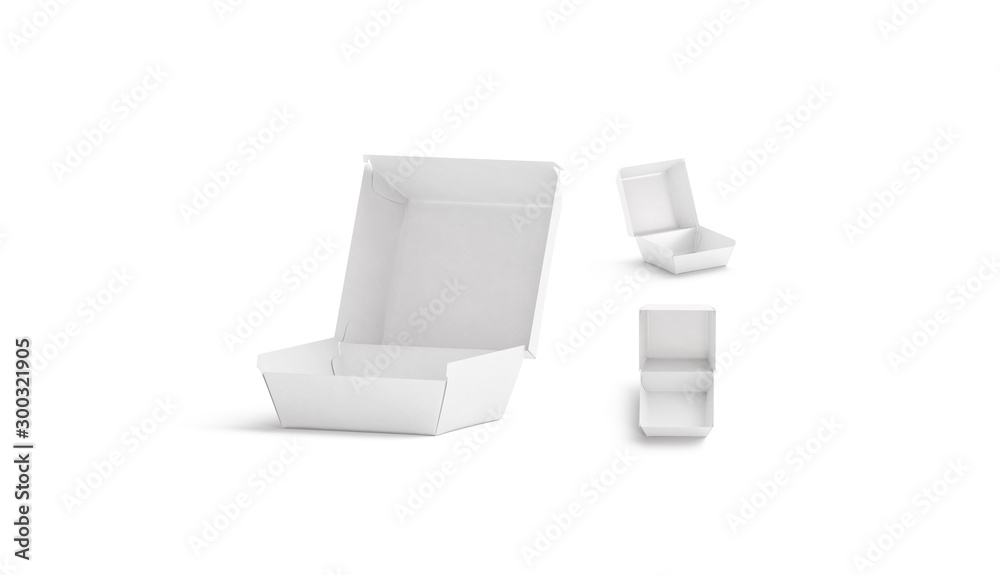 Blank opened white burger box mock up, different sides Stock ...