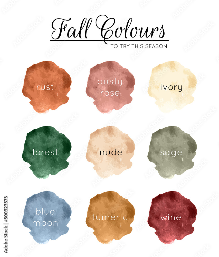 Fall Colours - vector color palette for autumn/ fall made of watercolor ...