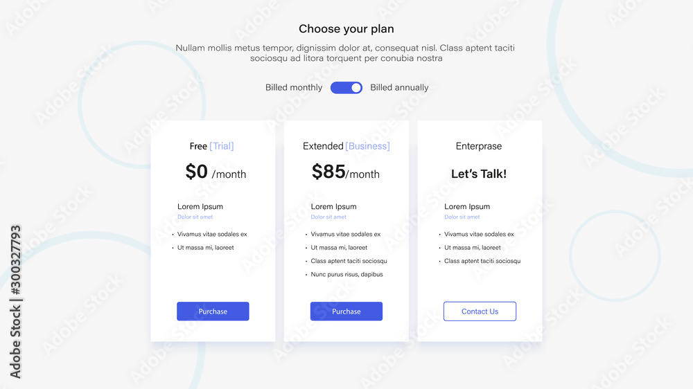 Price list / Price table for three products Stock Vector | Adobe Stock