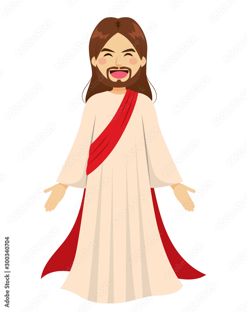 Happy Jesus Christ standing religious symbol character Stock Vector ...