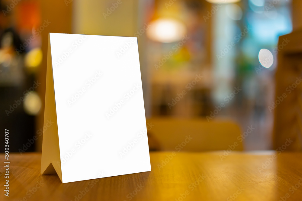 Mock up Label the blank menu frame in Bar restaurant ,Stand for ...