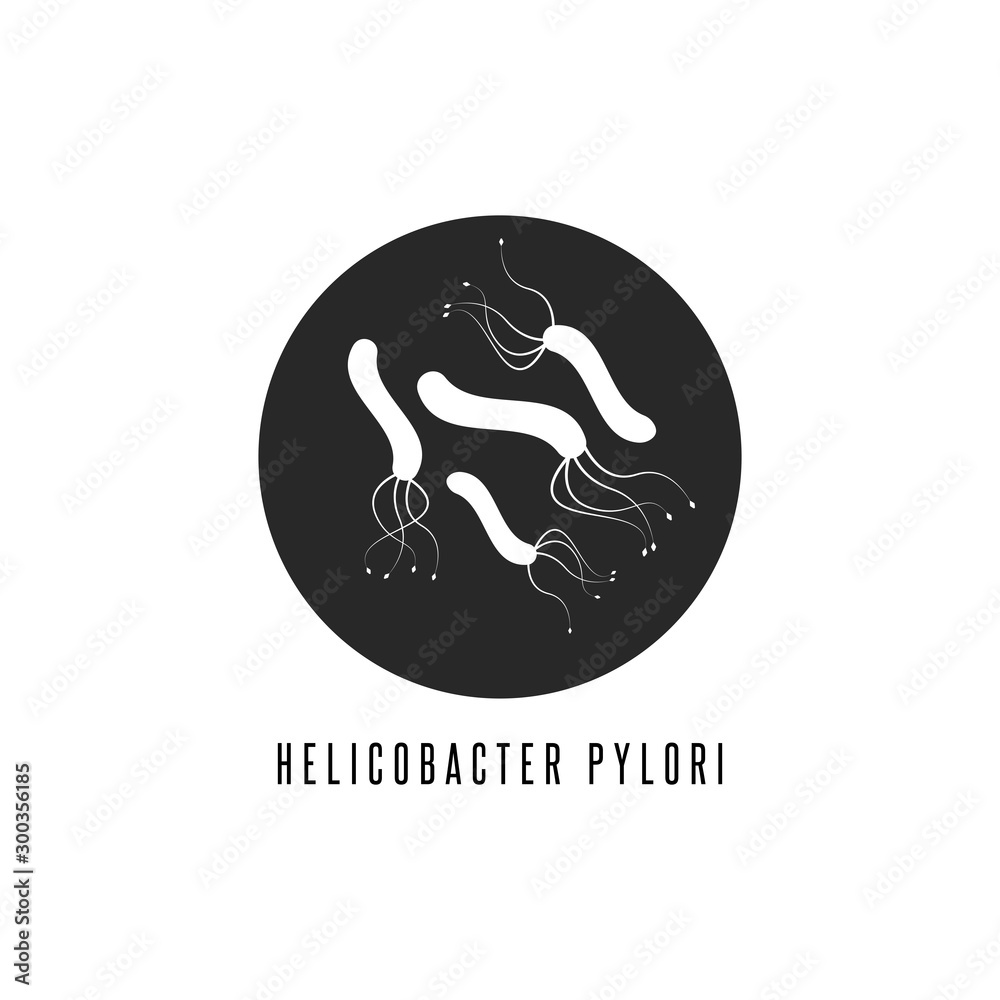 Helicobacter pylori logo gastric bacterium medical round icon with text ...