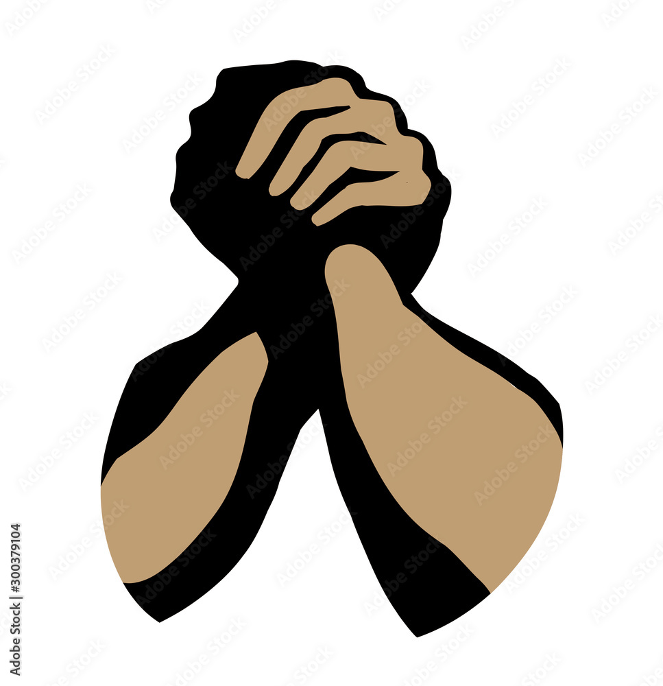 Hand wrestling contest. Vector drawing Stock Vector | Adobe Stock