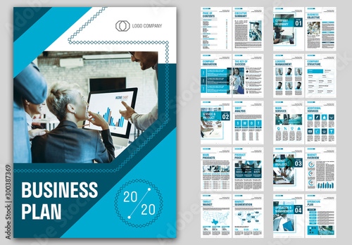 Business Plan Layout with Blue Accents Stock Template | Adobe Stock