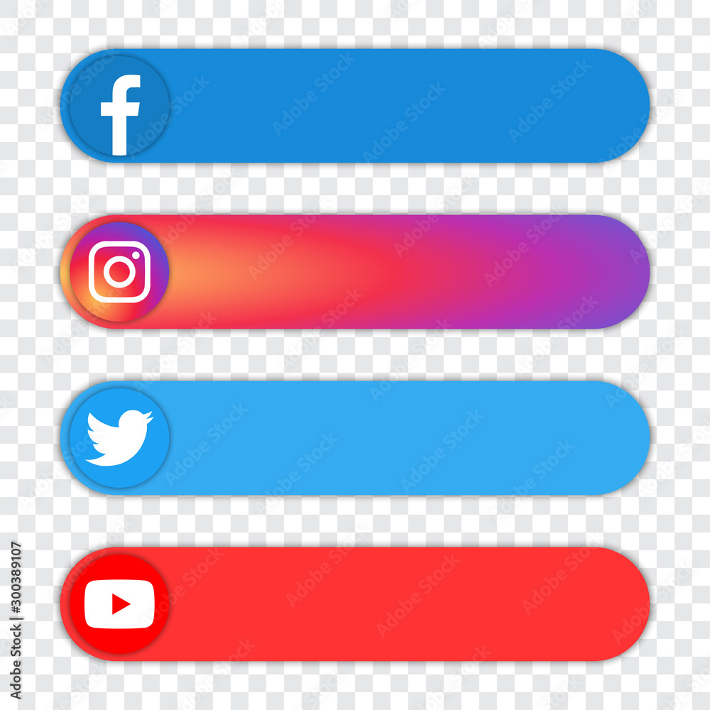 Set of of popular social media logo - facebook, instagram, twitter ...