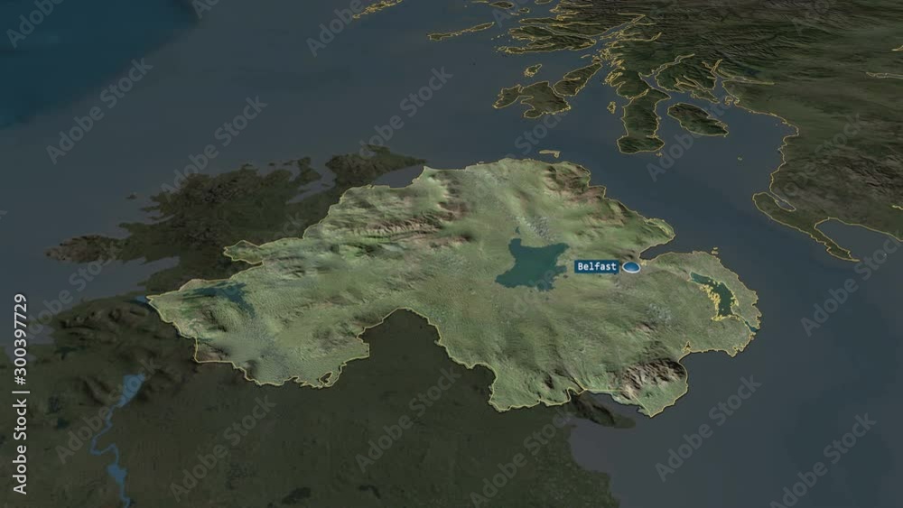 Northern Ireland - region of United Kingdom with its capital zoomed on ...