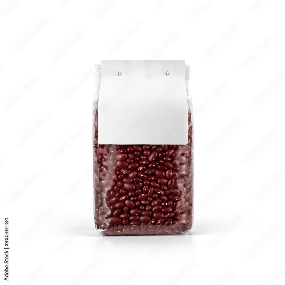 Red Kidney Beans in transparent plastic bag with label isolated on ...