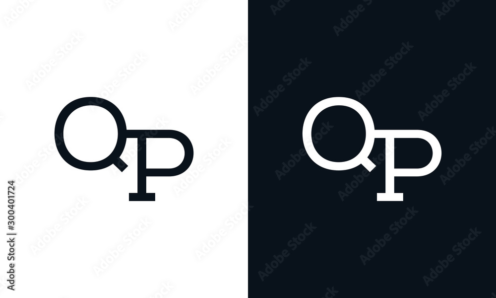 Minimalist line art letter QP logo. This logo icon incorporate with two ...