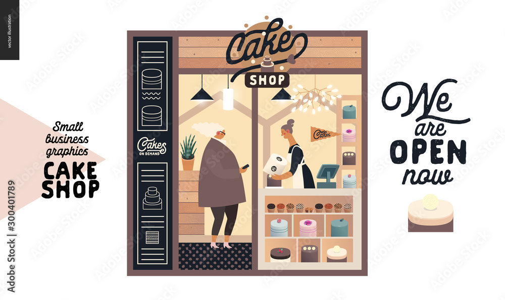 Cake shop, cakes on demand - small business graphics - facade -modern ...