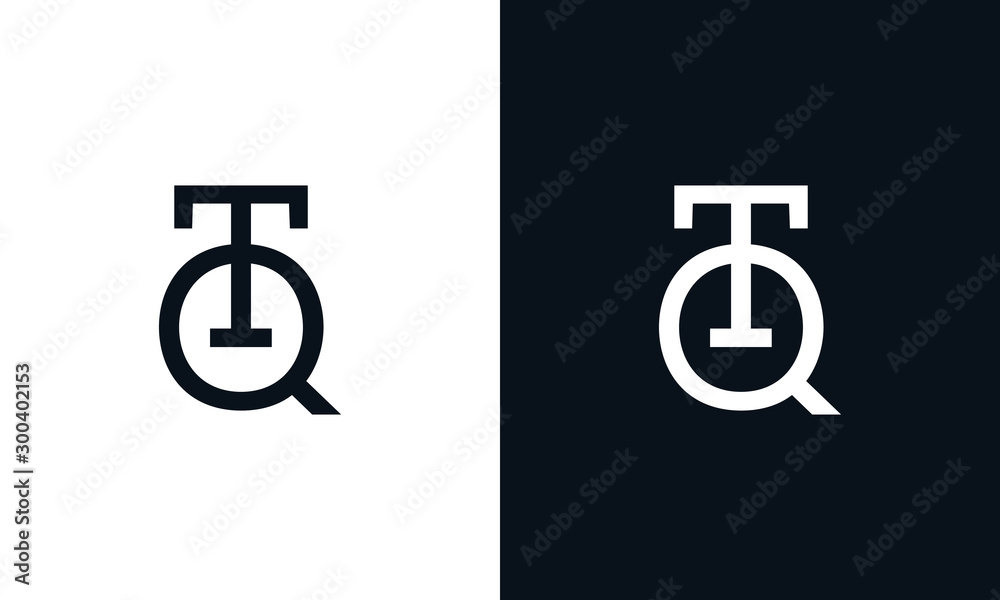 Minimalist line art letter QT logo. This logo icon incorporate with two ...
