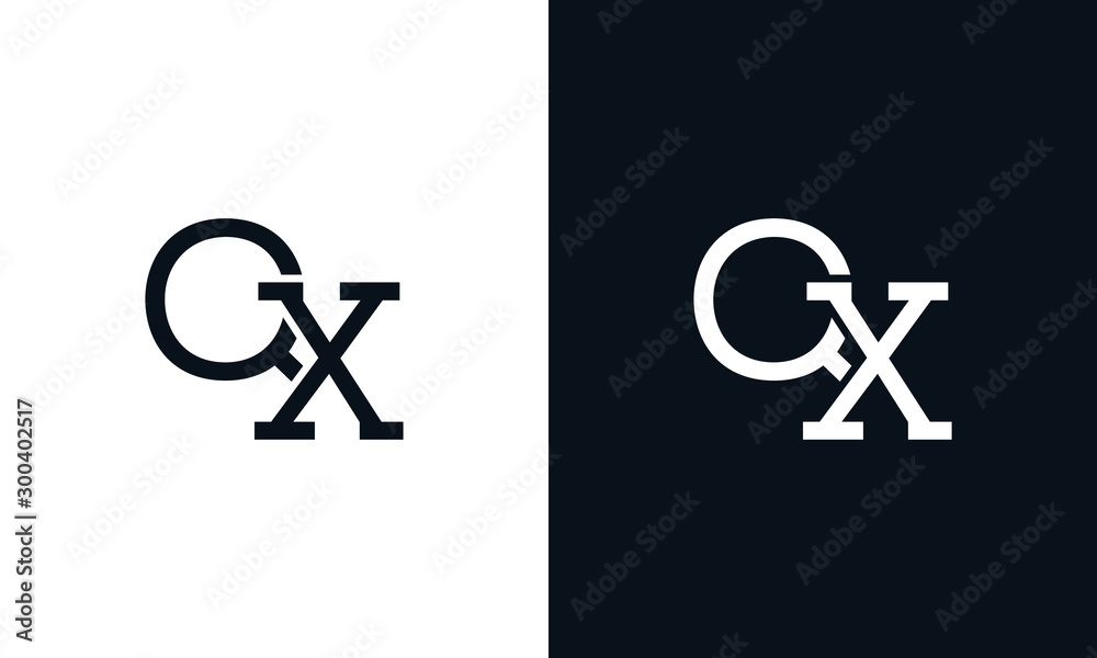 Minimalist line art letter QX logo. This logo icon incorporate with two ...