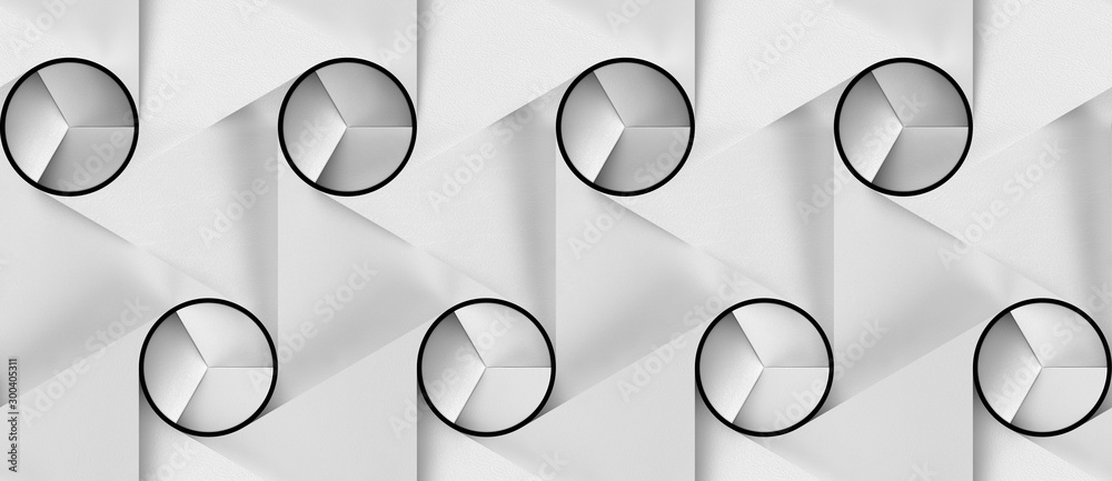 3D wallpaper of 3D triangular tiles in white leather. High quality ...