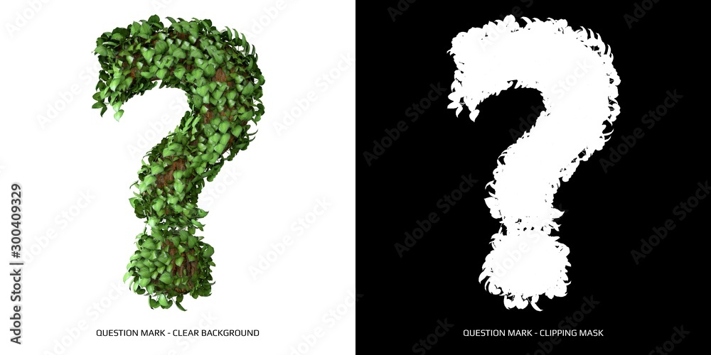 Question mark tree shape with leaves. 3D Illustration. Stock ...