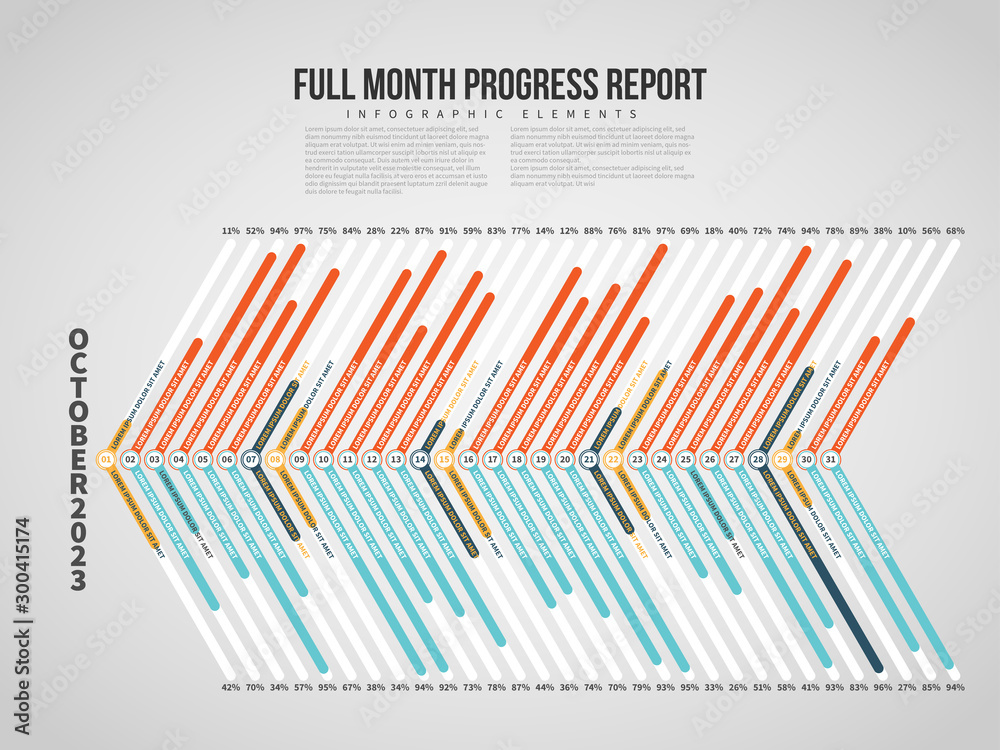 Full Month Progress Report Infographic Stock Vector | Adobe Stock